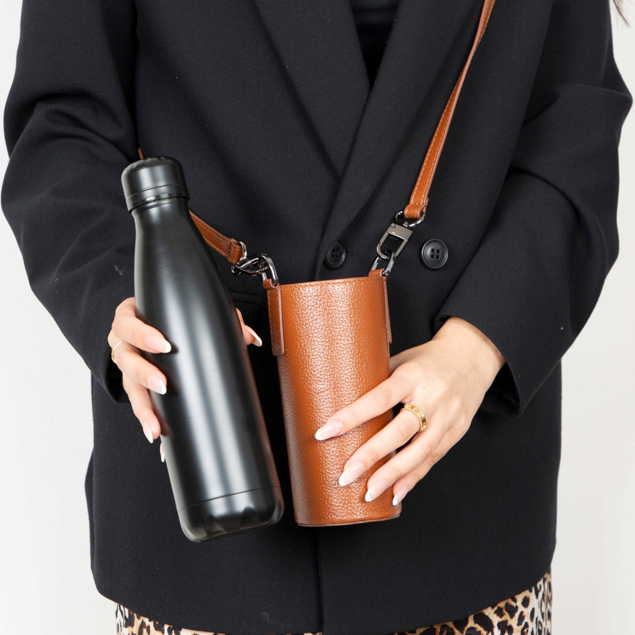 Leather Crossbody Water Bottle Holder | BlackBrook – BlackBrook Case