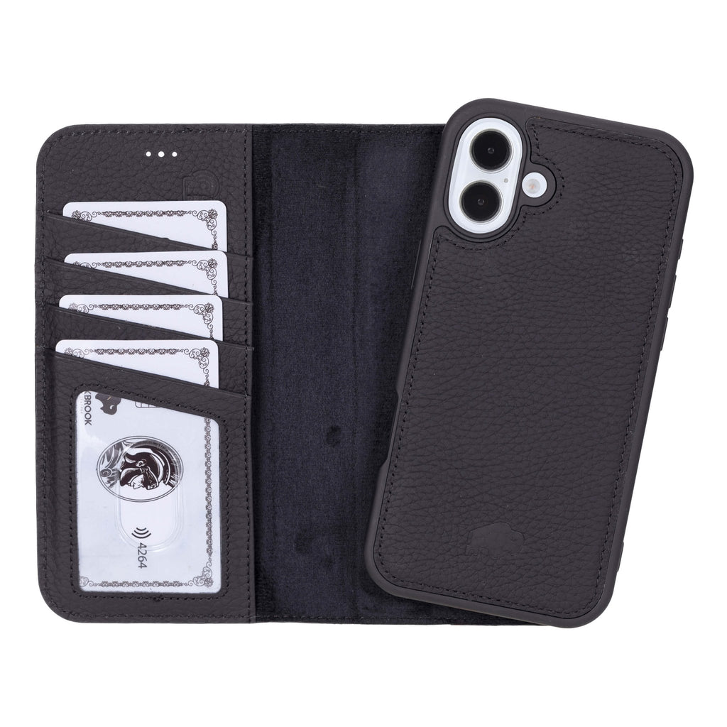 Carter Detachable Leather Wallet Case for iPhone 16 Plus – Pebble Black ...