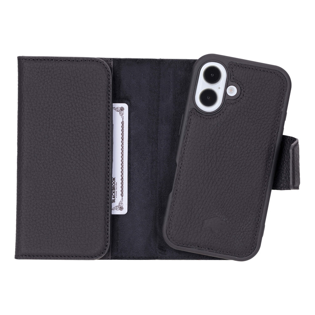 Tudor Tri-Fold Leather Wallet Case for iPhone 16 – Pebble Black ...