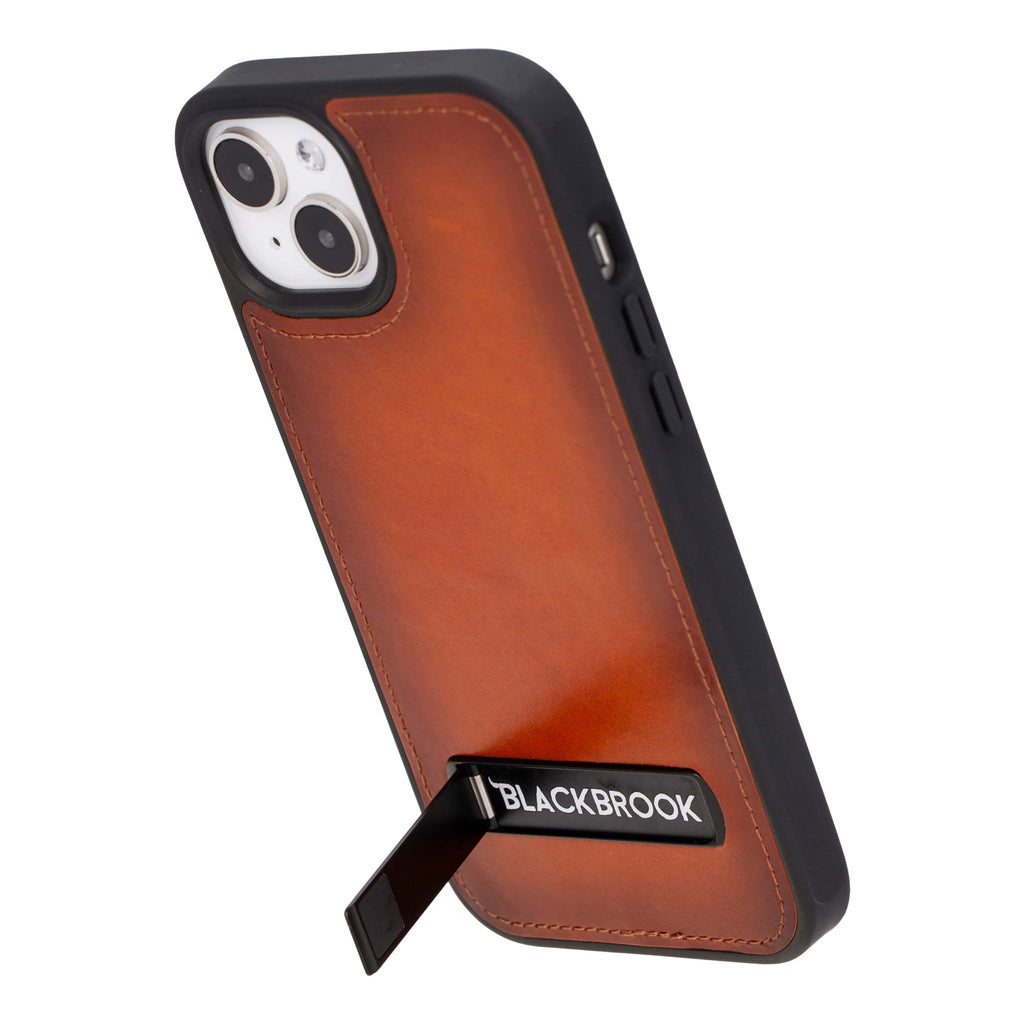 Reed Snap‑On Case for iPhone 15 – Built‑in Stand & Full‑Grain Leather ...
